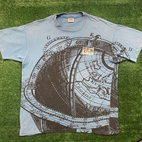 Anvil | Shirts | Vintage 9s Earth Globe Shirt History Single Stitch Tee ...